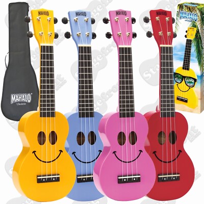 MAHALO U60SM SOPRANO UKULELE SMILEY FACE FOR BEGINNERS WITH CARRY BAG ...