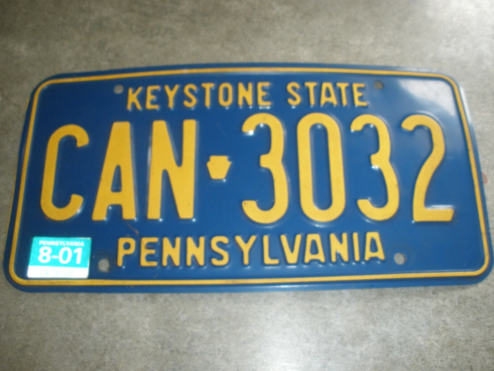 Pennsylvania Keystone State License Plate CAN 3032 Aug 2001 | eBay