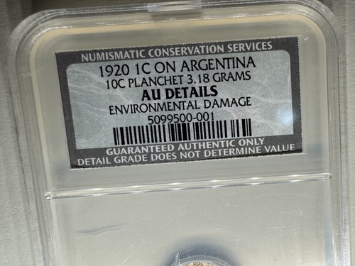 1920 1c Lincoln Cents Struck On ARGENTINA 10C PLANCHET 3.18gms Rare ...