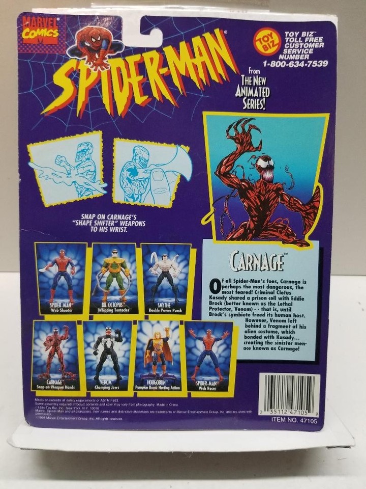 1994 Spider-Man The Animated Series Carnage Weapon Arms Action Figure ...