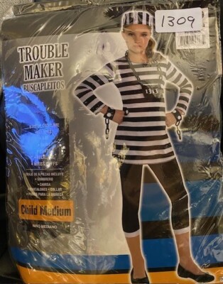 Jailbird TroubleMaker Halloween Costume Child Size Medium 8-10 FREE ...