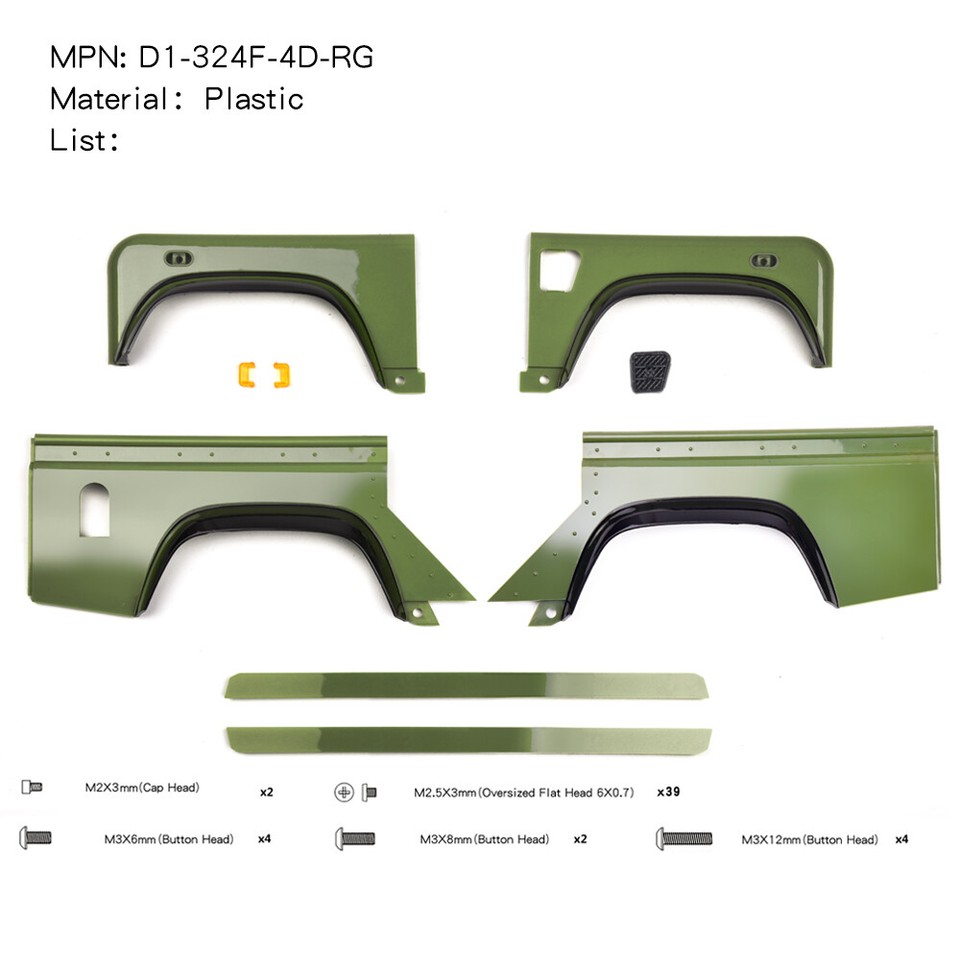 313/324mm RD110 4 Doors Pickup Truck Body Shell For 1/10 RC Crawler ...