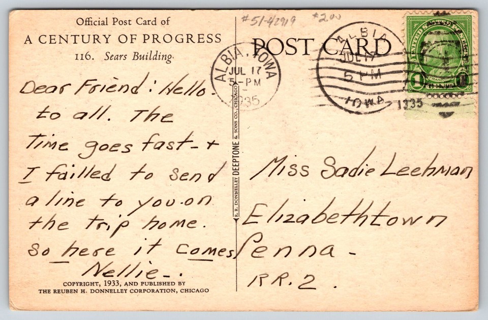 Postcard Sears Roebuck Building 1933 Chicago Worlds Fair E5 | eBay