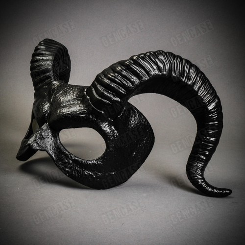 Black Demon Scary Horror Ram Horns Costume Halloween Masquerade Party ...