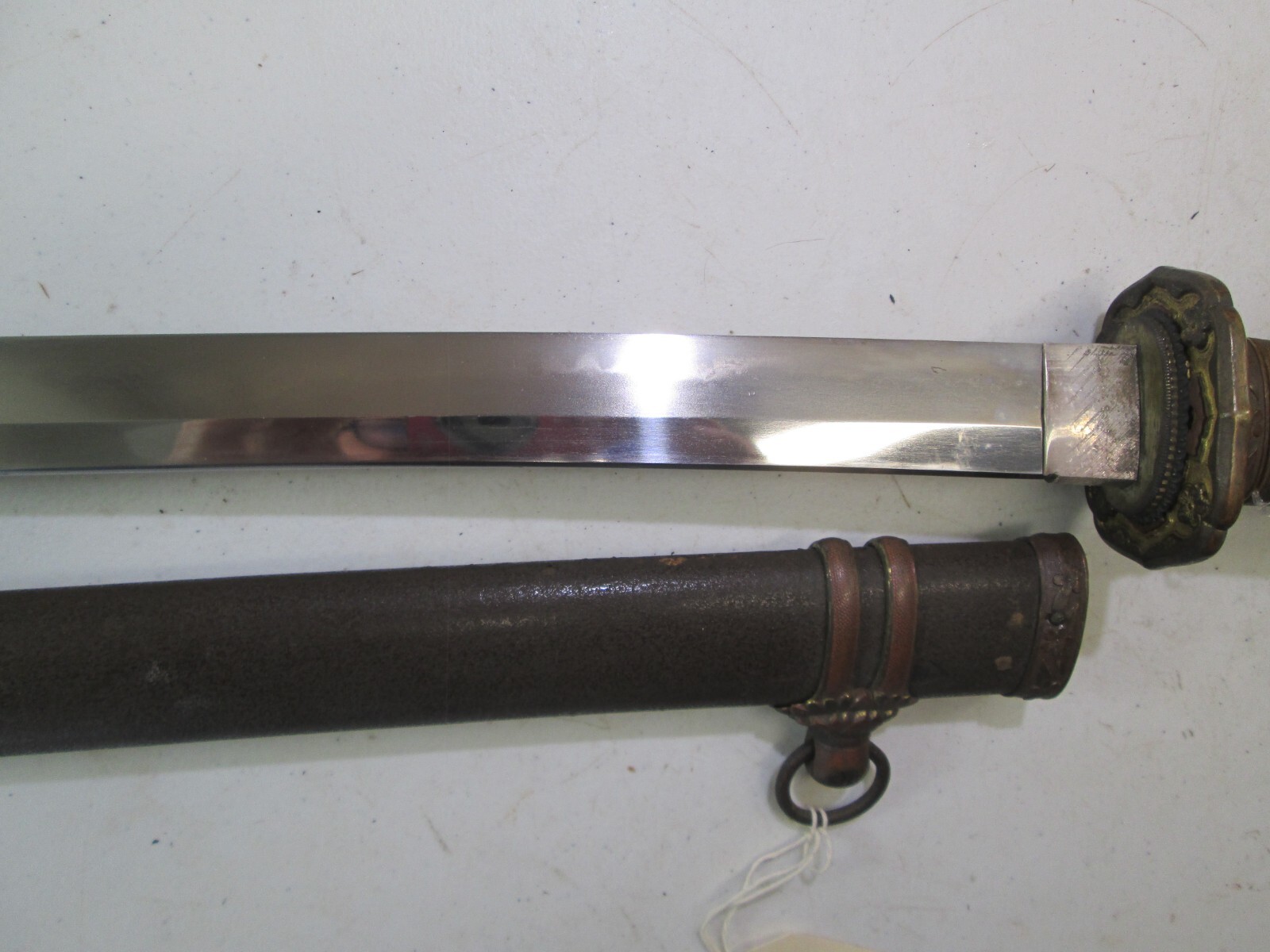 WW2 JAPANESE OFFICERS GUNTO GENDITO SWORD W SCABBARD KANESHIGE TAN ...