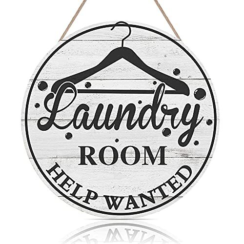 Laundry Room Help Wanted Rustic Wood Sign Plaque (12"x 12"), Laundry ...