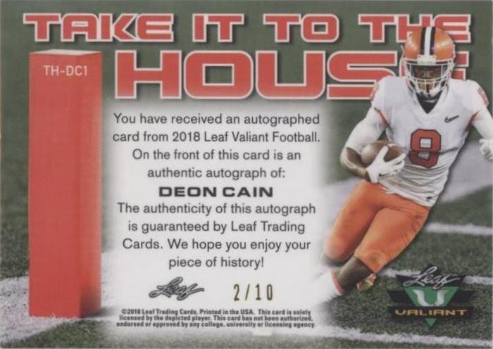 2018 Leaf Valiant Deon Cain #TH-DC1 for sale | eBay