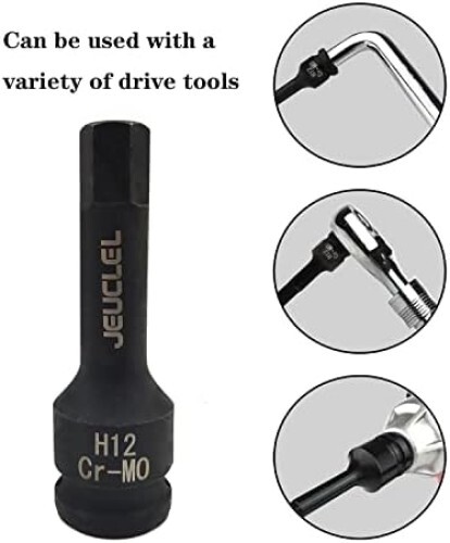 12mm Hex Impact Bit Socket, H12 1/2-Inch Impact Drive Allen Socket, Cr ...