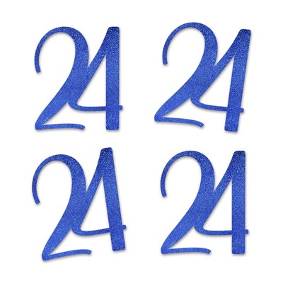 Blue Glitter 24 Cut-Out Numbers 24th Birthday Party Anniversary ...