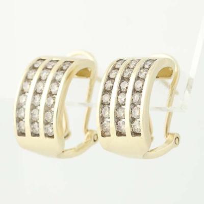 1 CT Channel Set Moissanite Omega Back J-Hoop Earrings 14K Yellow Gold ...