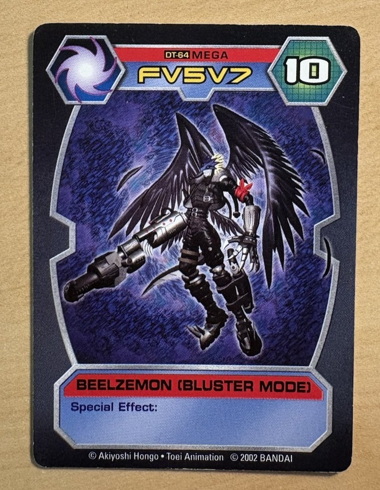 Digimon D-Tector BEELZEMON (BLUSTER MODE) Card 2002 Bandai, DT-64 MEGA ...