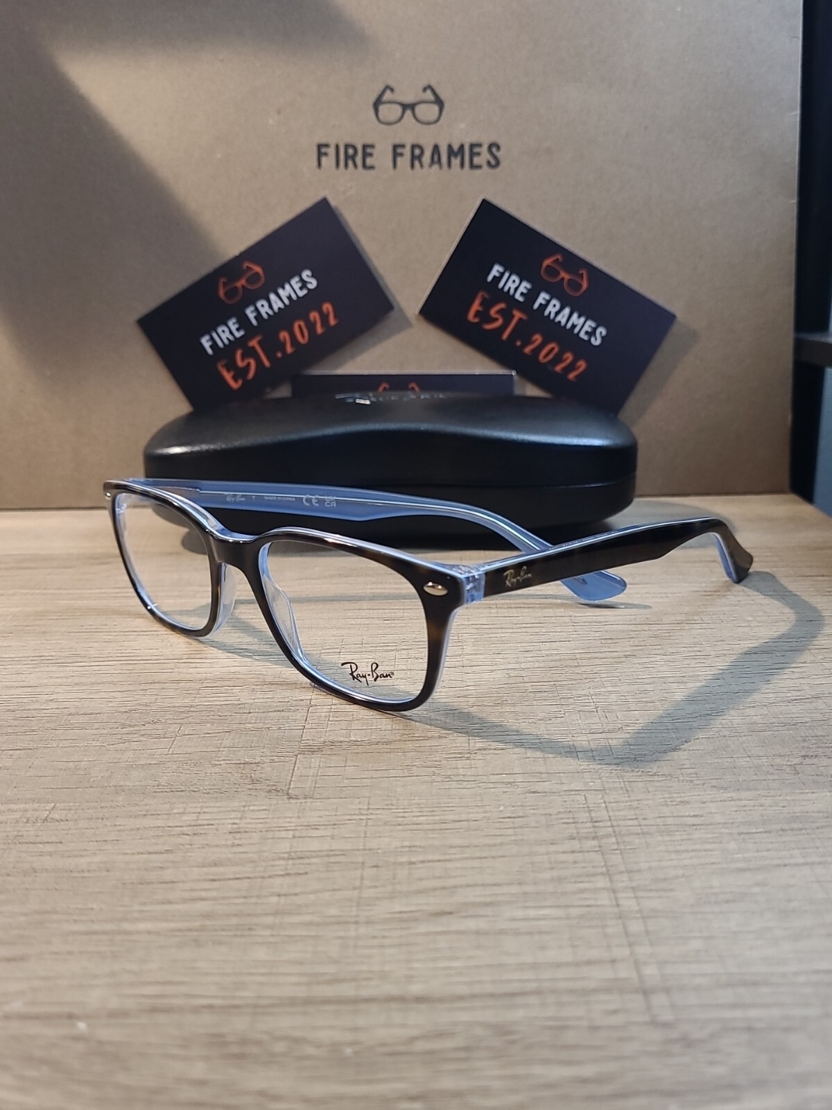 Ray-Ban Optics RB5375-5883 Unisex Polished Havana On Light Blue ...