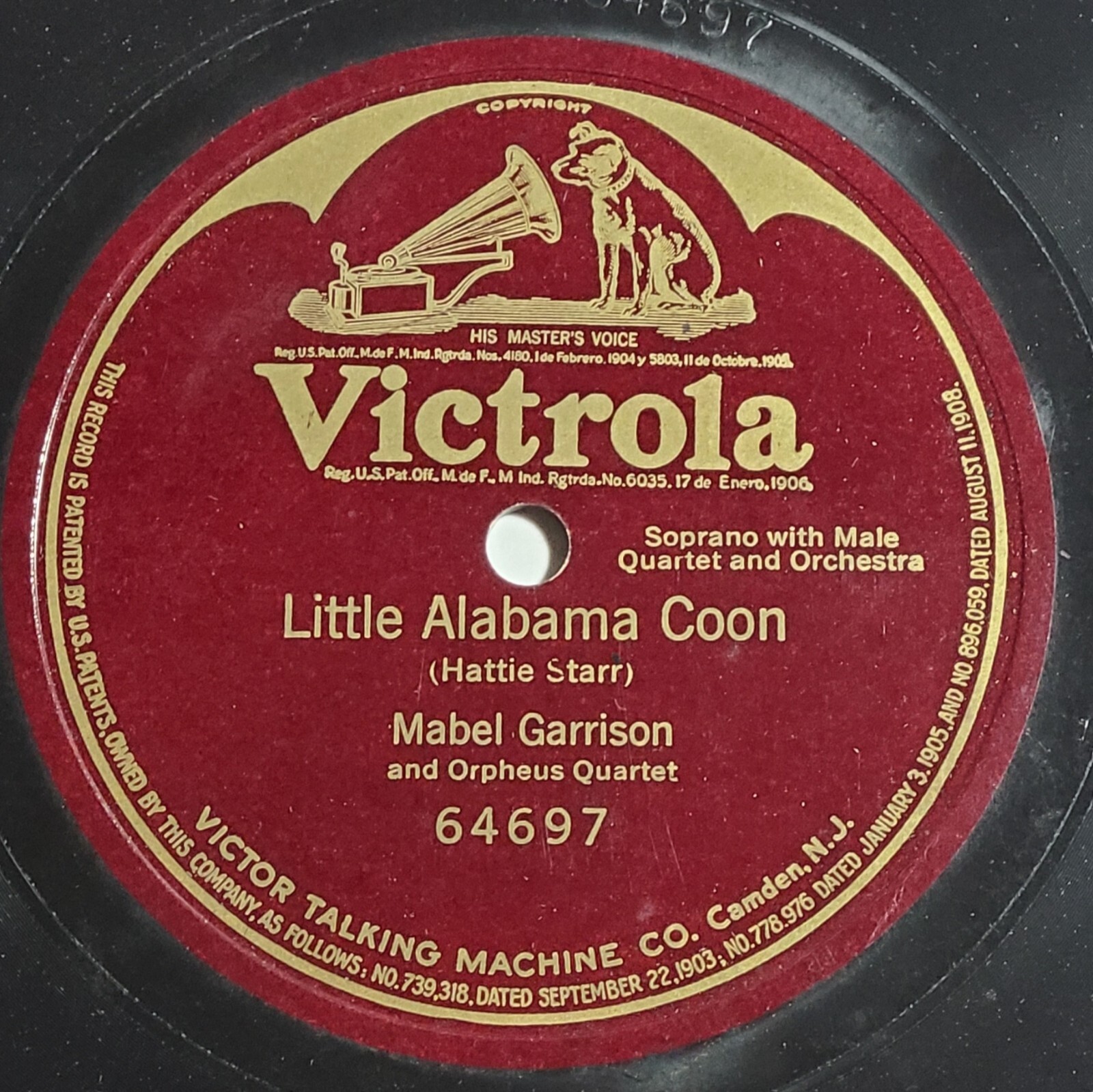 Mabel Garrison - Little Alabama Coon - Victrola 64697, Pop 78, 1917 ...