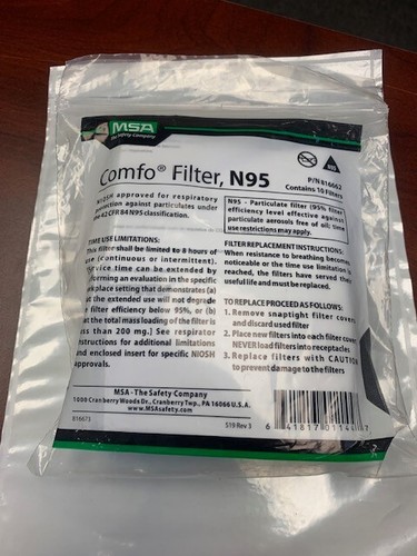 Msa 816662 Msa Comfo® Respirator Filter, N95, 10/Pack, 816662 | eBay