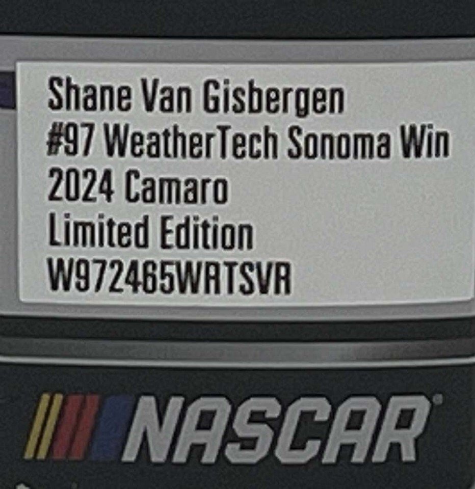 2024 SHANE VAN GISBERGEN #97 WeatherTech Sonoma Win 1:64 In Stock | eBay