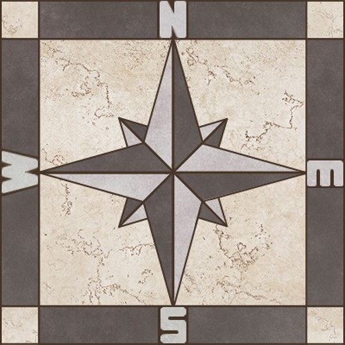 Porcelain Tile Square Compass Rose Mosaic Medallion - Flooring Wall ...