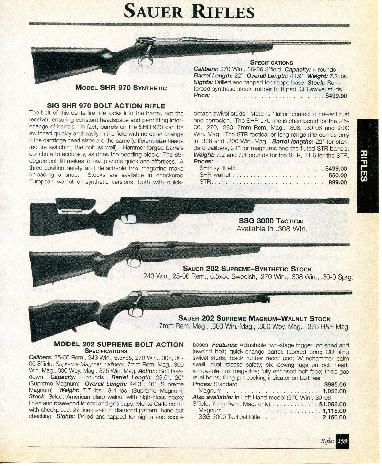 2001 Print Ad of Sauer Model SIG SHR 970, SSG 3000 Tactical, 202 Supreme Rifle | eBay