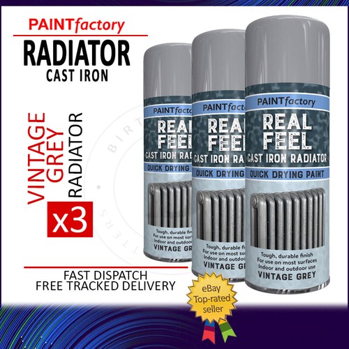 Radiator Spray Paint Grey Heat Resistant Metal Iron Gloss Finish 400ml ...