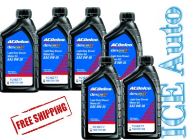 6 Qts - 19370138 AC Delco Motor Oil 0W-20 Dexos D 10-9277 For your GM 3 ...