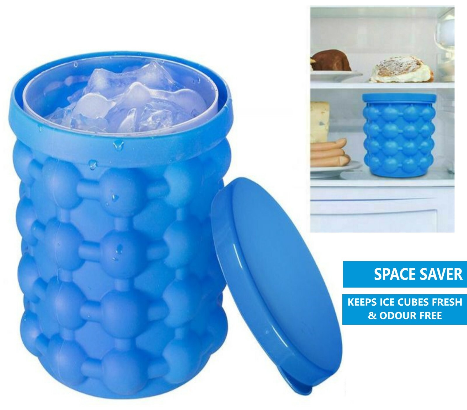 Summer Ice Cube Maker Silicone Ice Bucket Space Saving Ice Mould Tray ...