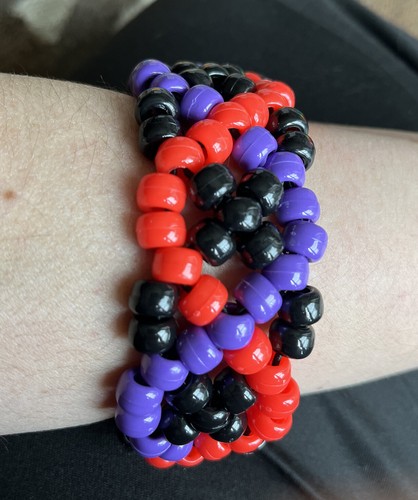 2d DNA Kandi Cuff Red And Purple Customizable Colors Rave PLUR EDM EDC ...