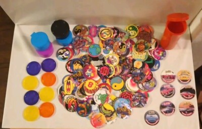 Pog Lot. Random Incomplete 100+ Pogs W/Tubes And 8 Plastic Slammers | eBay