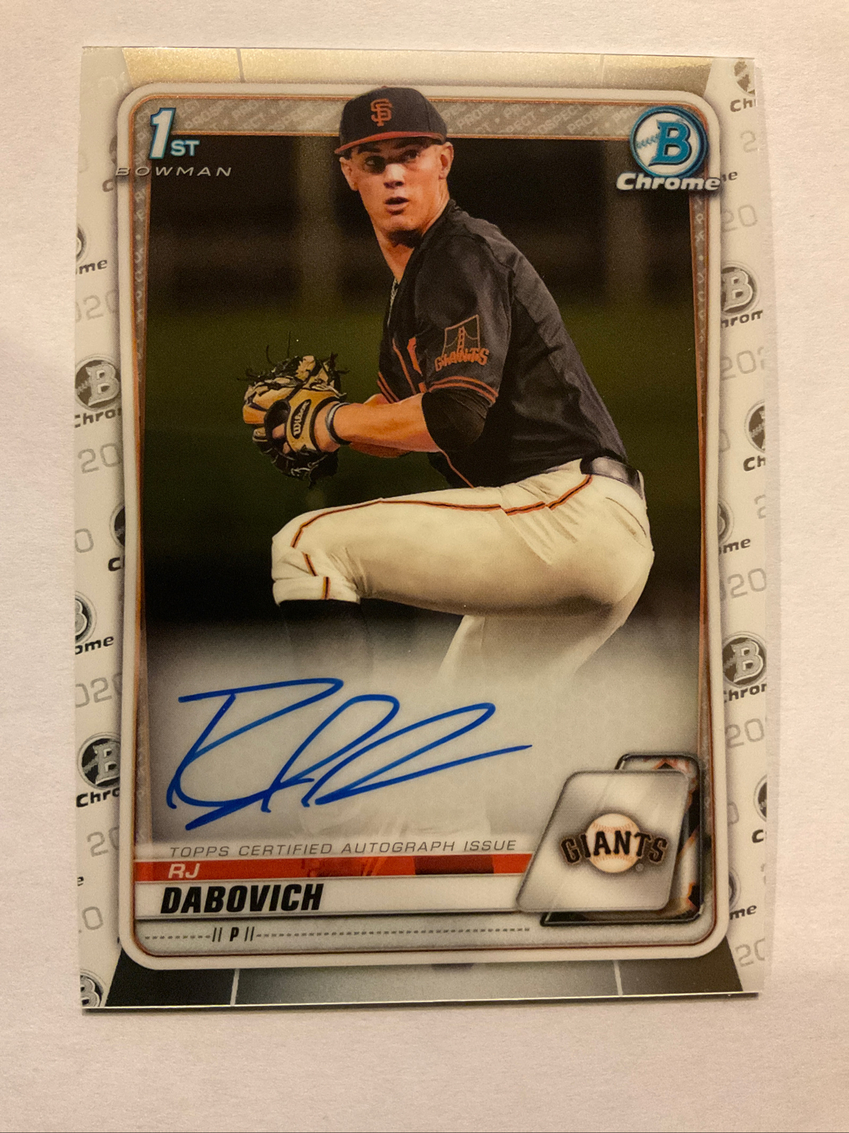 2020 Bowman Chrome Draft Auto R. J. DABOVICH 1st Bowman GIANTS #CDA-RDA ...