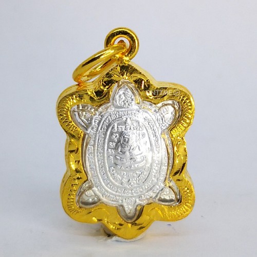 Wealth Luck Turtle Buddha Phaya Tao Ruean Thai Amulet Silver Plated ...