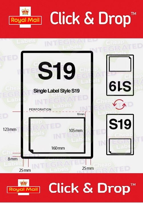 ROYAL MAIL CLICK and DROP LABELS - A4 INTEGRATED LABELS STYLE S19 ...