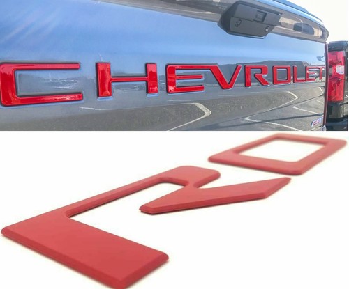 Red Raised Tailgate Letters for 2019-2025 Chevrolet Silverado 1500 2500 ...