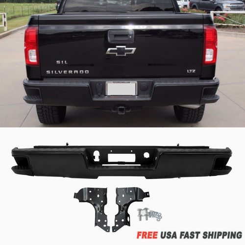 Black Rear Step Bumper Assembly For 2014-2018 Chevy Silverado 1500 GMC ...