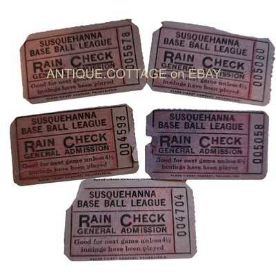 vintage LOT SUSQUEHANNA BASE BALL LEAGUE red lion pa TICKETS rain check ...