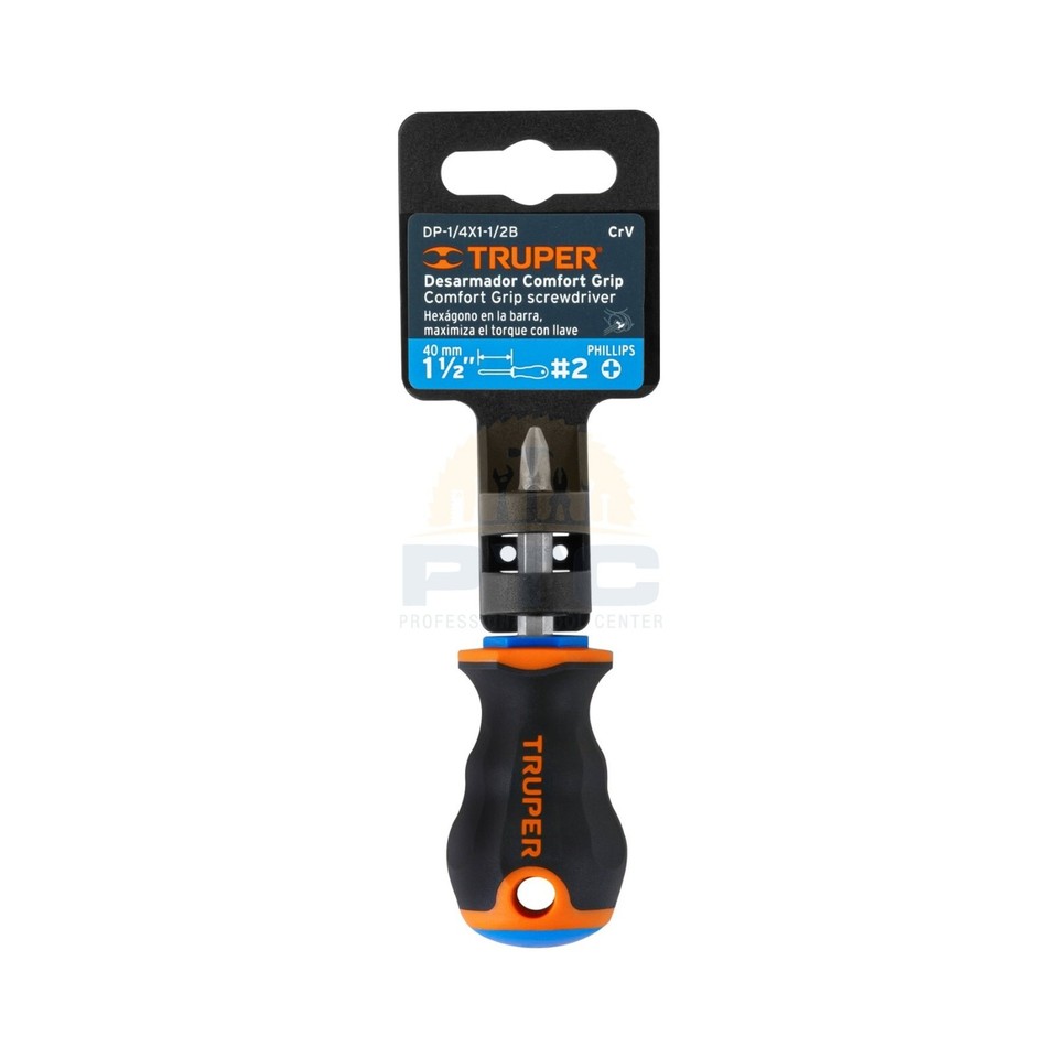 Truper DP-1/4X1-1/2B Phillips screwdriver 1/4" x 1-1/2" Comfort Grip ...