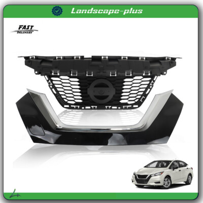 Front Upper Grille With Trim Chrome Black Grill For Nissan Versa 2020 ...