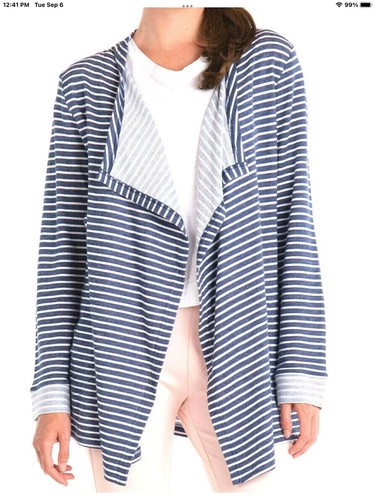 Fresh Produce XL Moonlight Blue Stripe Weekender French Terry Cardigan ...