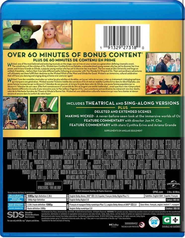 Wicked - Blu-ray + Slipcover - 2 Versions - Bilingual - Region A - BOX ...