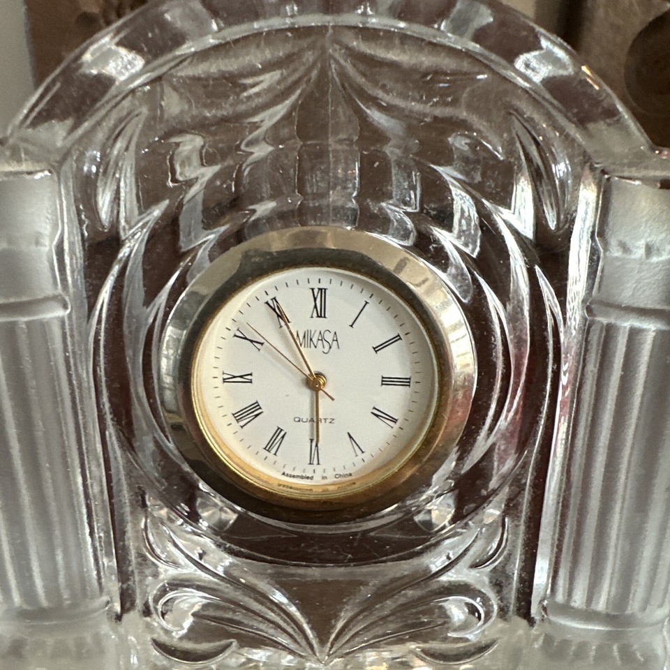 Mikasa Crystal ‘Cotillion Frost’ Analog Quartz Clock Desk Mantle | eBay