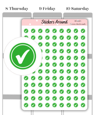 Mini Green Check Mark Icon Planner Sticker, Calendar & Bullet Journal ...