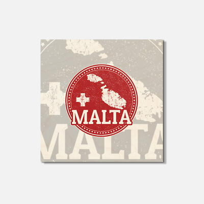 Malta Map Grunge 4'' X 4'' Square Wooden Coaster | eBay