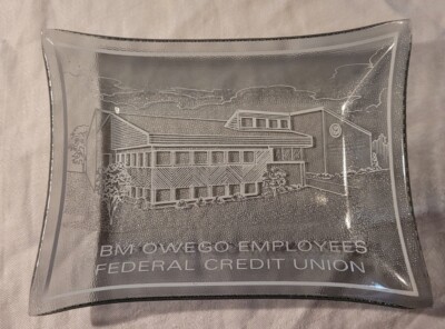 VTG IBM Owego Employees Federal Credit Union Glass Trinket Dish | eBay