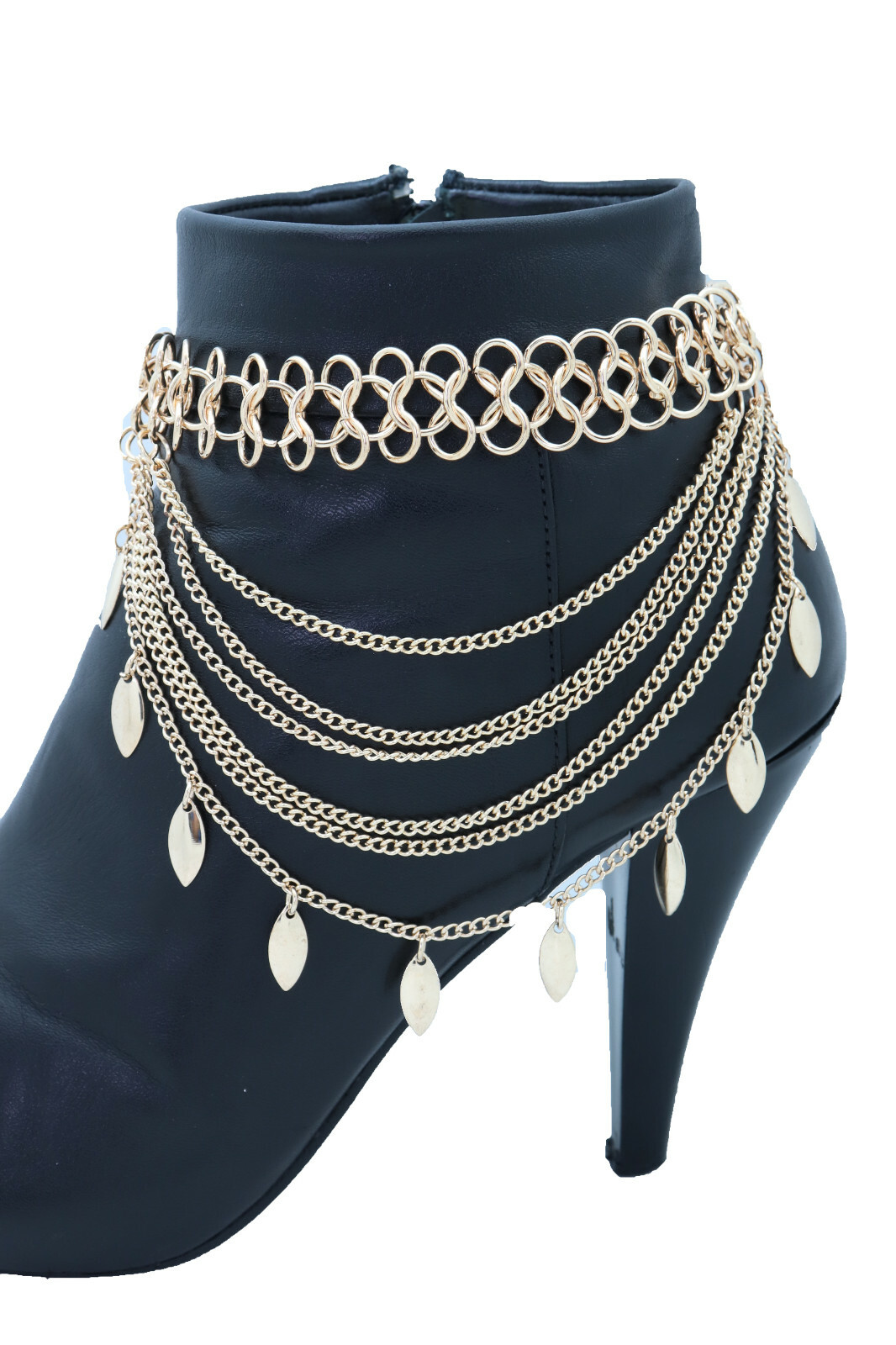 Women Gold Metal Chain Boot Bracelet Anklet Shoe Leaf Charm Bridal ...