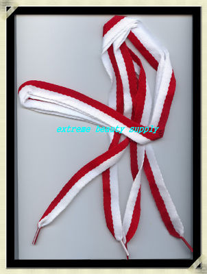 thick fat wide retro shoelaces shoe laces Red & White s | eBay