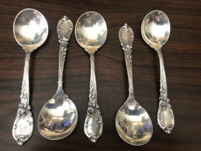 REED & BARTON "LA PARISIENNE" C1902 STERLING BOUILLON SOUP SPOON FIVE 5 ...