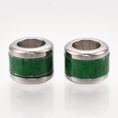 5pc 304 Stainless Steel Weave Column Beads – 10mm – Large Hole 6mm -Fit ...