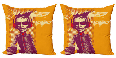 Musik 2 Teiliges Kissenbezugs Set Grotesk Mann Kopfhörer | eBay.de