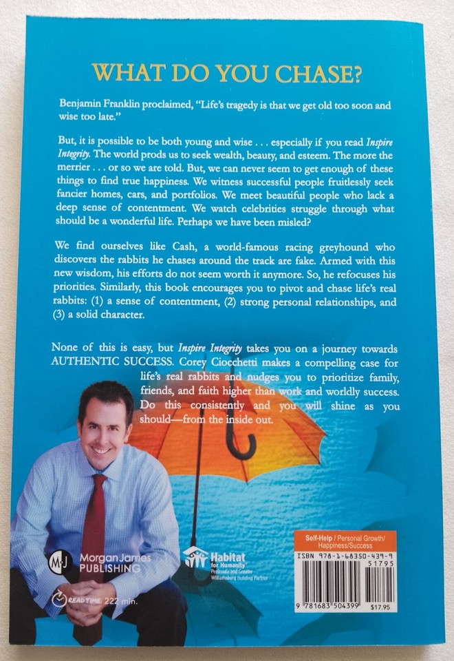 Inspire Integrity: Chasing an Authentic Life~ PB~ Corey Ciocchetti ...