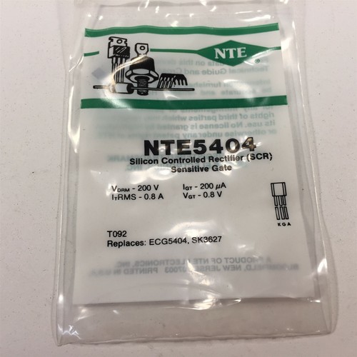 (2) NTE5404 Silicon Controlled Rectifier (SCR) 0.8 Amp Sensitive Gate TO92-2/Lot | eBay