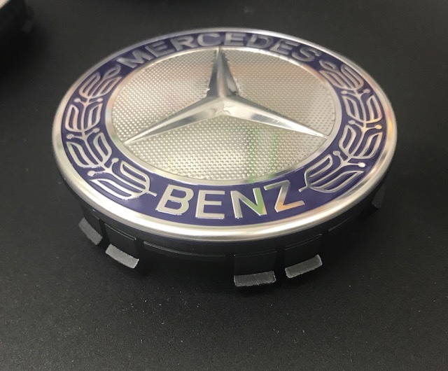 Genuine Mercedes Benz Blue Alloy Wheel Hub Caps x 4 A1714000125 A B C E ...