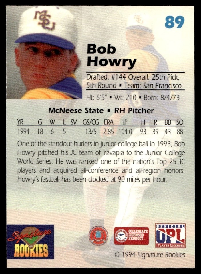 1994 Signature Rookies Draft Picks Bob Howry Auto A5 /7750 #89 | eBay