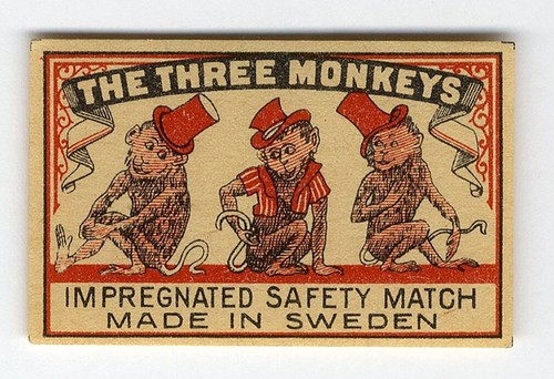 Sweden THREE MONKEYS Matchbox Label Dressed in Top Hats | eBay